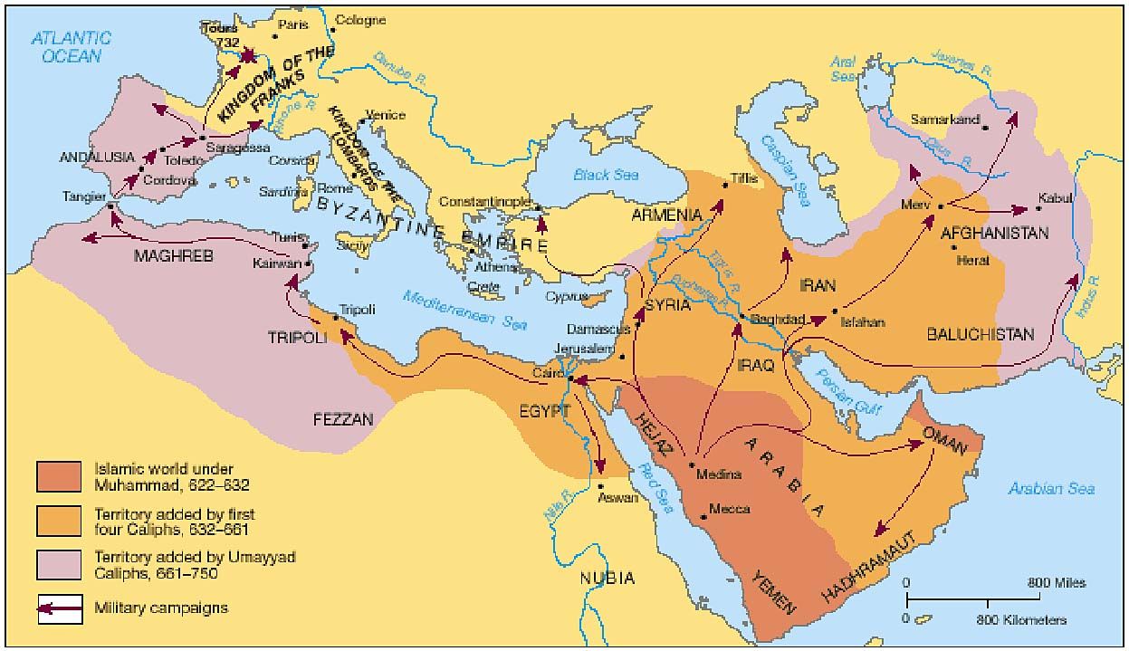 La expansión árabe: Los árabes conquistan Siria, Egipto y el Imperio Persa